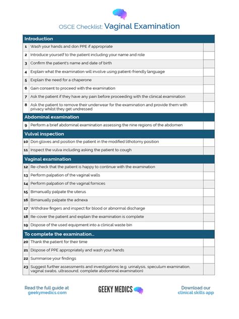 osce checklist vaginal examination 2 pdf