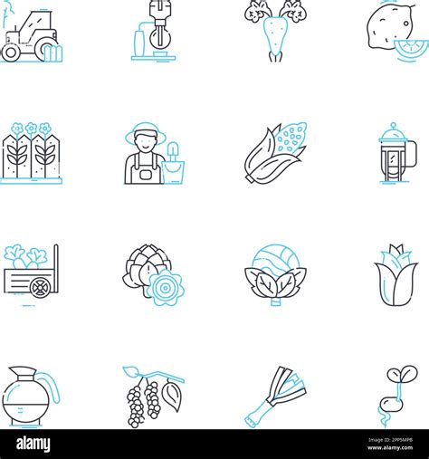 Livestock Market Linear Icons Set Cattle Pigs Goats Sheep Horses