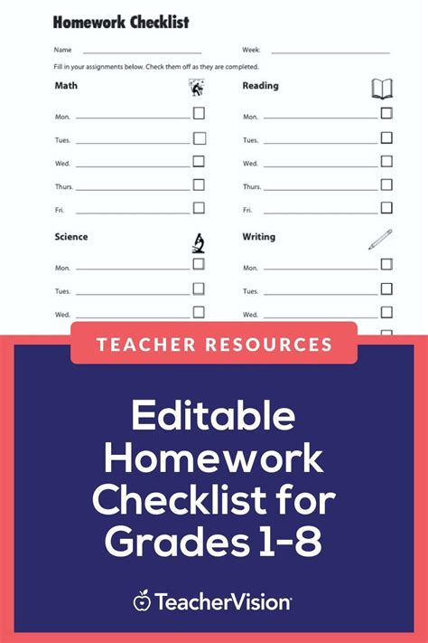 Homework Checklist Printable Graphic Organizer Homework Checklist Homework Checklist Printable Graphic Organizer Homework Checklist