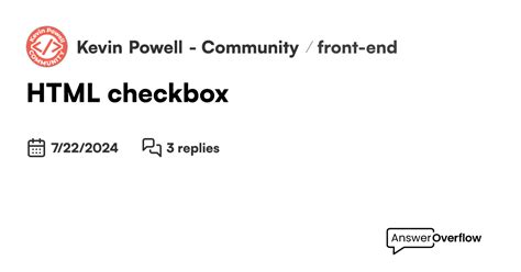 Html Checkbox Kevin Powell Community
