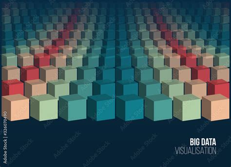Big Data Visualization Background With Square Array Connection