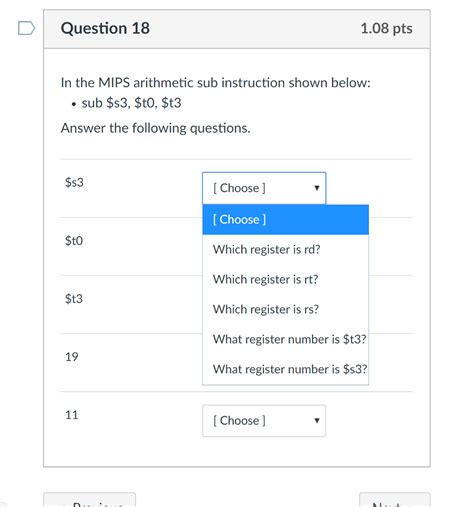Solved Question 18 108 Pts In The Mips Arithmetic Sub