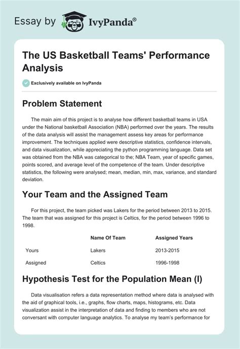The Us Basketball Teams Performance Analysis 1093 Words Coursework Example