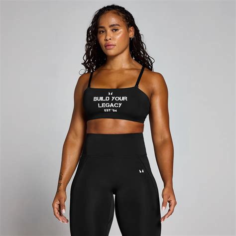Mp Womens Origin Graphic Training Sports Bra Black Myprotein Uk