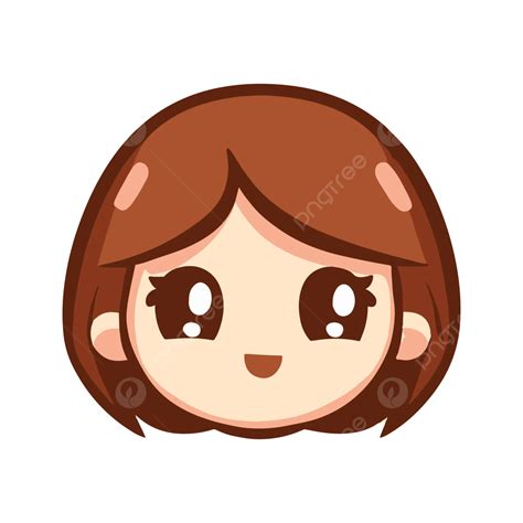 Cute Cartoon Girl With Brown Hair