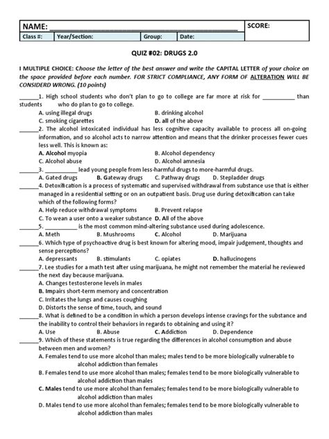 Understanding Drug Use And Abuse Among Adolescents A Quiz On The