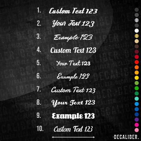 custom text script style sticker decaliber