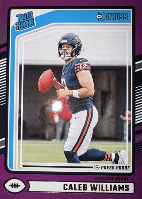 Caleb Williams 2024 Donruss 327 Press Proof Purple Price Guide
