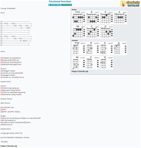 Chord Emotional Overdose Tab Song Lyric Sheet Guitar Ukulele