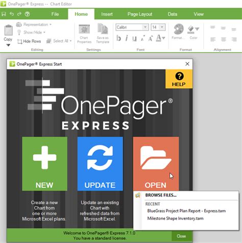 Opening An Existing Onepager Chart For Version 7 1 Onepager Documentation