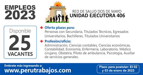 RED DE SALUD DOS DE MAYO Lanza Convocatorias De Trabajo Con Sueldos De Hasta Soles