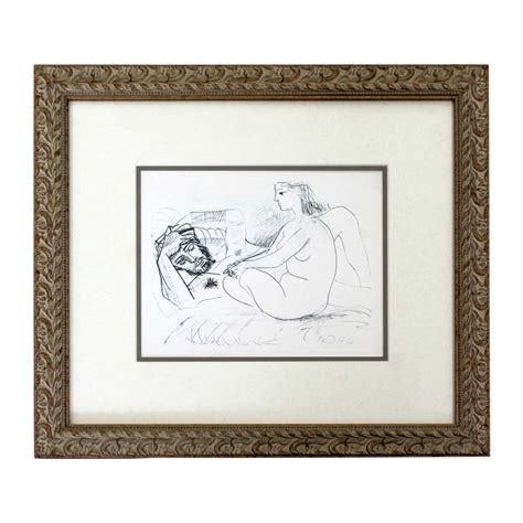 Mid Century Modern Framed Signed Pablo Picasso Portrait De Femme