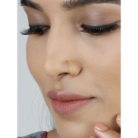 Buy Giva Sterling Silver Golden Minimal Nose Ring For Girls And Womens