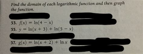 Solved Find The Domain Of Each Logarithmic Function And Then Chegg