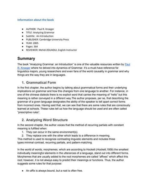 Book Review Of Analyzing Grammar An Introduction Pdf