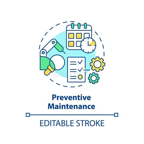 2d Colorful Thin Linear Icon Preventive Maintenance Concept Stock Vector Illustration Of