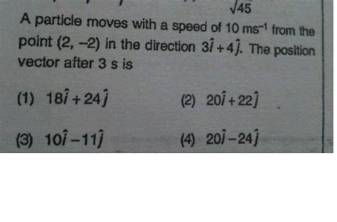 A Particle Moves With A Speed Of Ms From The Point In The Direction The