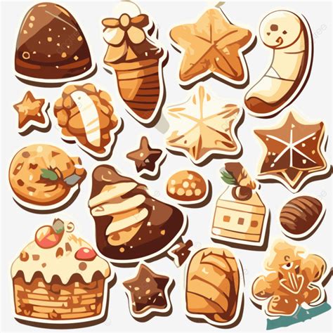 Christmas Sticker Collection Elements With Different Shaped Cookies