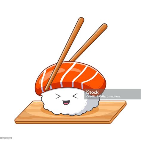 젓가락 만화와 귀여운 초밥 음식 아이콘 개념 플랫 만화 스타일 웹 방문 페이지 배너 전단지 스티커 카드에 적합 갈색에 대한 스톡 벡터 아트 및 기타 이미지 Istock