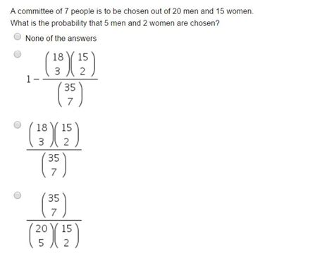 Solved Given That 4 Men And 3 Women Are To Be Chosen Out Of Chegg Com