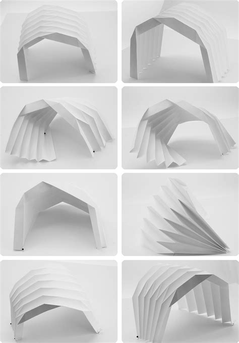 Variation Du Motif Miura Ori No 1 Ancrages Variés Paper Architecture