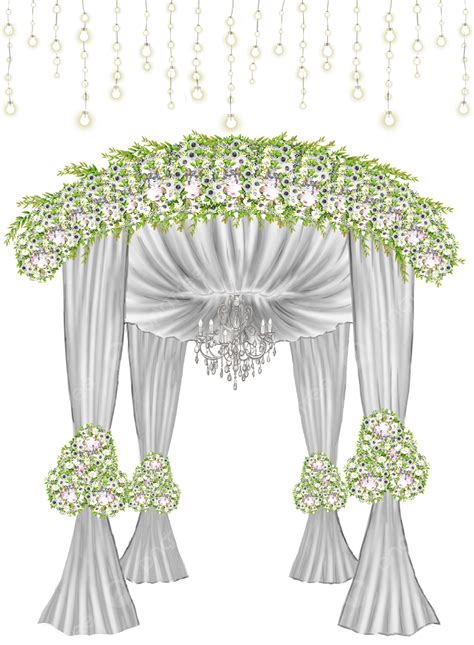 White Wedding Fabric Arch With Flower And Hanging Lights Wedding