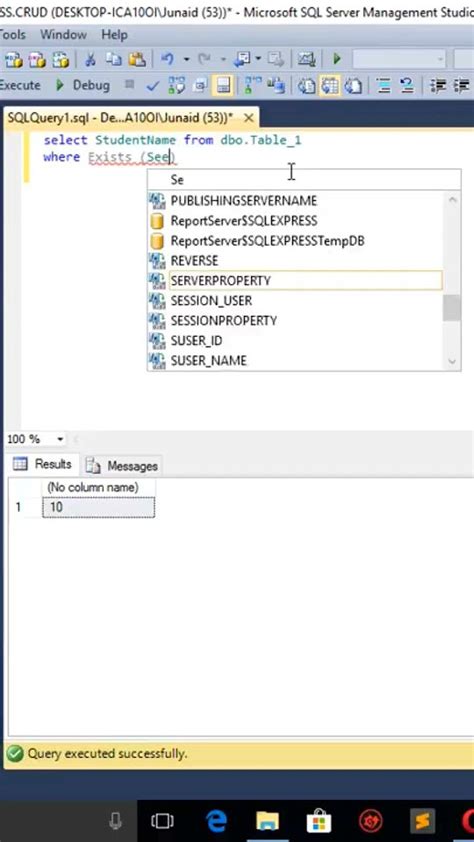 Sql Exists Operator In Sql Server Youtube
