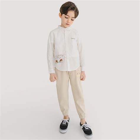 纯一良品童装男童立领衬衫2023新品春款长袖纯棉衬衣男孩子休闲衫虎窝淘