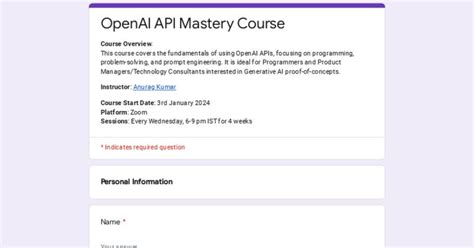 Anurag Kumar On Linkedin Openai Api Mastery Course