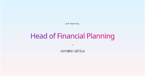 Remote Hybrid Head Of Financial Planning And Analyst Manager Hybrid