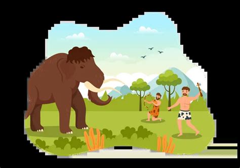 Best Prehistoric Stone Age Tribes Hunting Elephant Illustration
