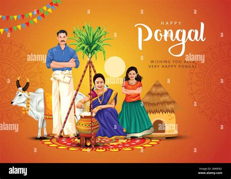 New Illustration Of Happy Pongal Holiday Harvest Festival Of Tamil Nadu