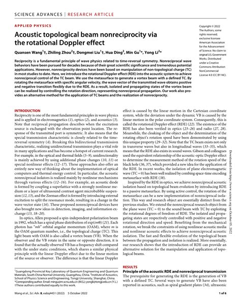 Pdf Acoustic Topological Beam Nonreciprocity Via The Rotational