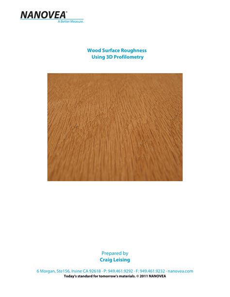 Pdf Wood Surface Roughness Using 3d Profilometry