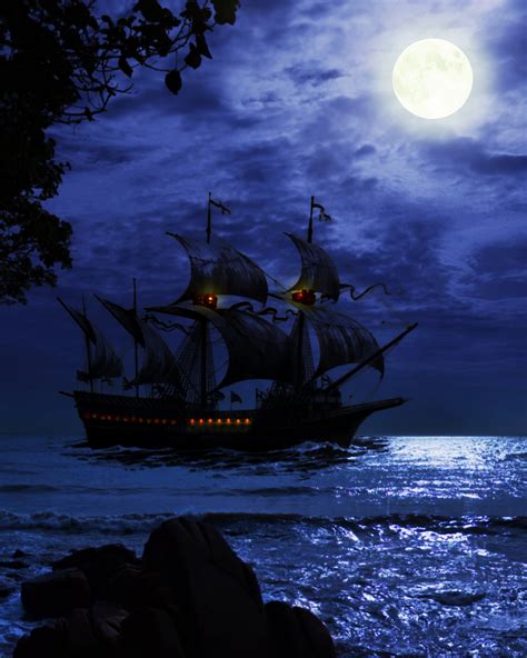 배경 화면 배 밤 바다 미술 파도 3600x4500 Coolwallpapers 1316173 배경 화면