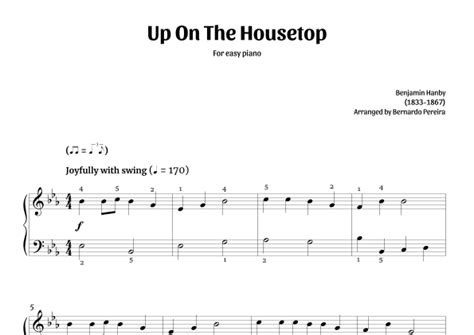 Up On The Housetop Easy Piano E Major Arr Bernardo Pereira By
