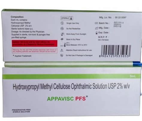 HPMC 2 APPAVISC PFS Ophthalmic Solution 3 Ml At 121 00 Piece Hypromellose Eye Drops In