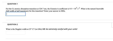 Solved For The Cu Atomic Absorption Transition At 324 7 Nm