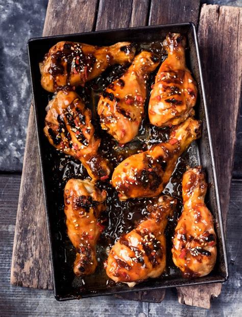 Barbecued Chicken Drumsticks With Ginger Barbecue Sauce Sainsburys