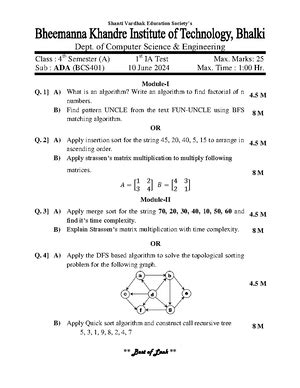 Ada Bcs Model Question Paper Bcs Shanti Vardhak Education