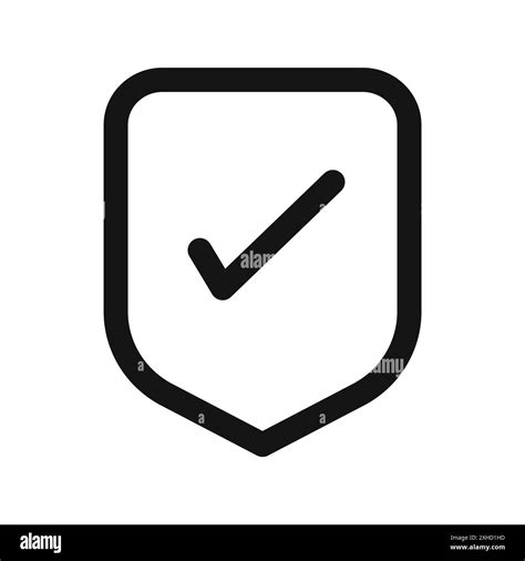 Shield Check Icon Vector Symbol Or Sign Set Collection In Black And White Outline Stock Vector