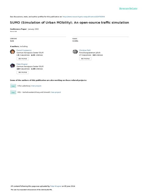 Sumo Simulation Of Urban Mobility An Open Source T Pdf Simulation Graphical User Interfaces