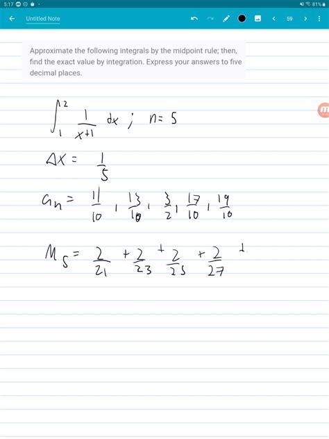 solved approximate the integral by riemann sums with the indicated