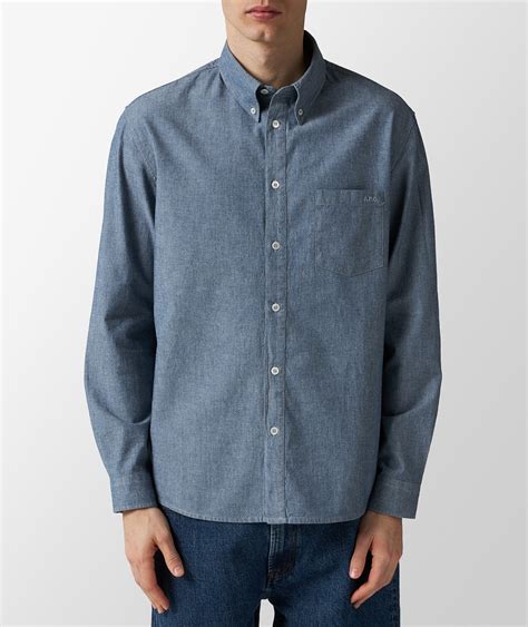 Apc Chemise Edouard Brodee Shirt In Blue Svd Usa