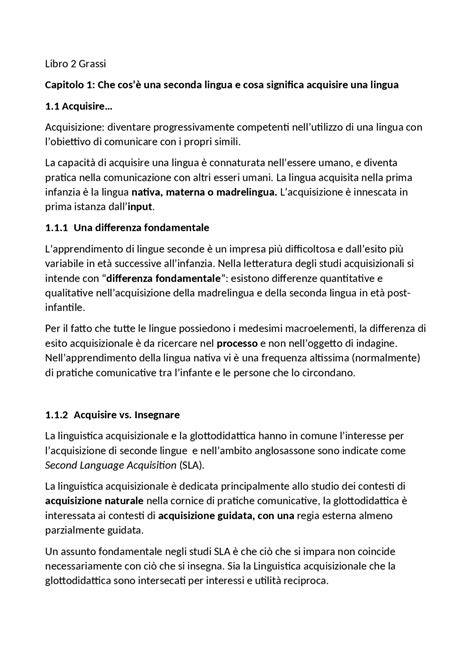 Verso Una Nuova Lingua Capire Lacquisizione Di L2 Di Andorno