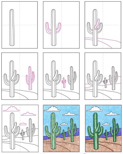 How To Draw A Cute Cactus Step By Step At Drawing Tutorials