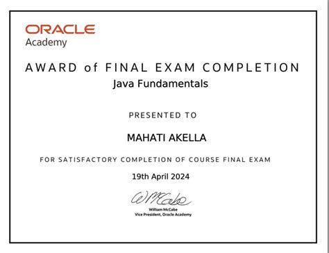 Mahati Akella On Linkedin Javacertification Oracle Softwaredevelopment Continuouslearning