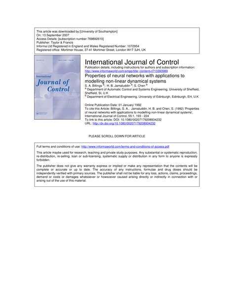 Pdf Properties Of Neural Networks With Applications To Modeling Non