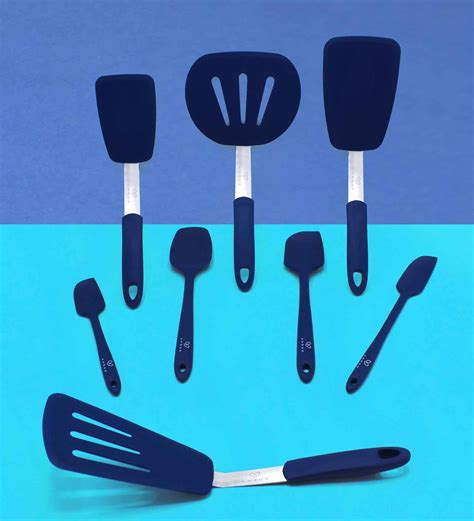 Buy Ergonomic Blue Silicone Set Of 8 Cooking Spatula At 52 Off By