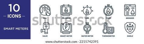 Smart Meters Outline Icon Set Includes Stock Vector Royalty Free Shutterstock